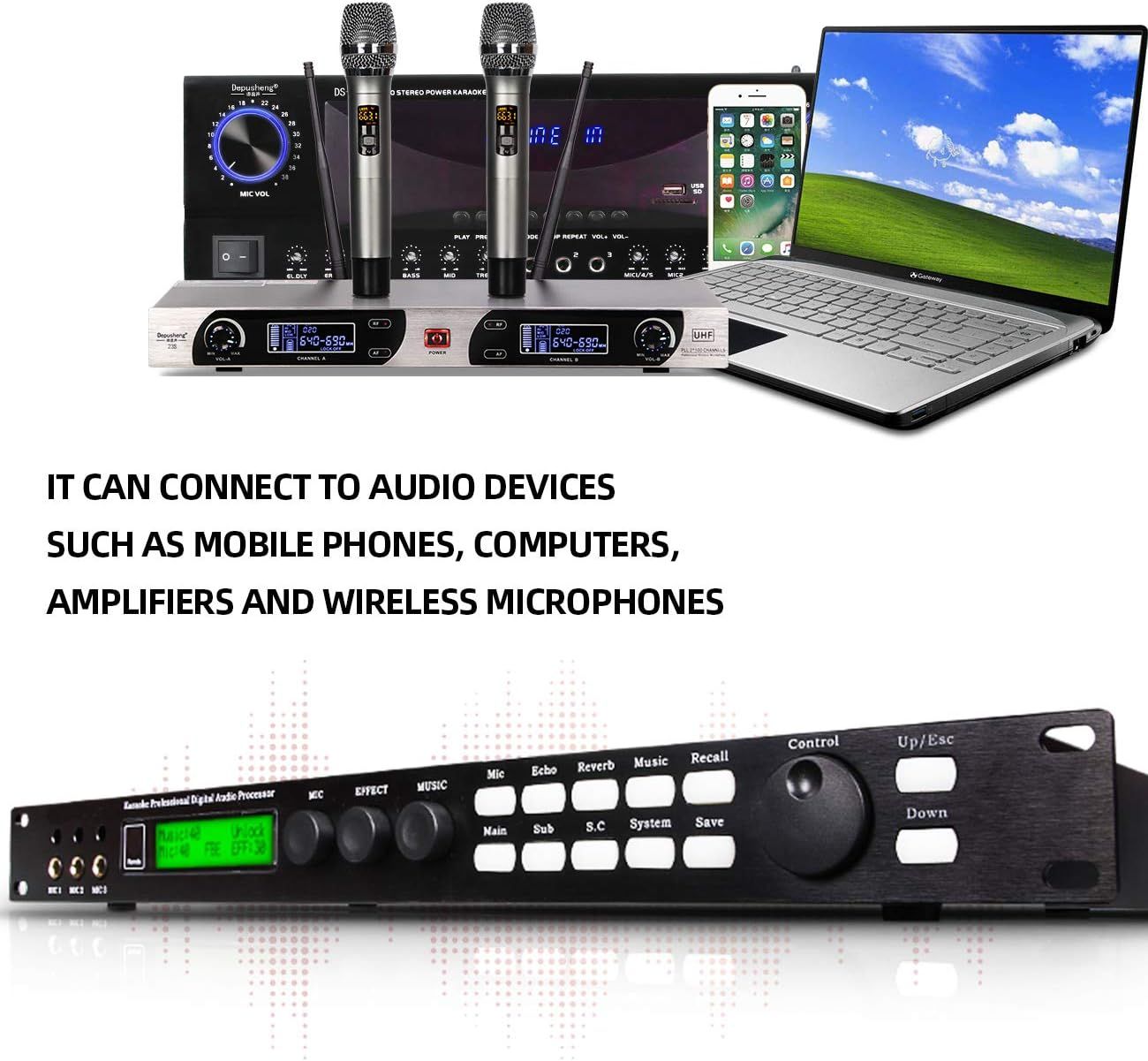 Depusheng X5 Digital Mixer Reverberator Microphone KTV Audio Processor ...