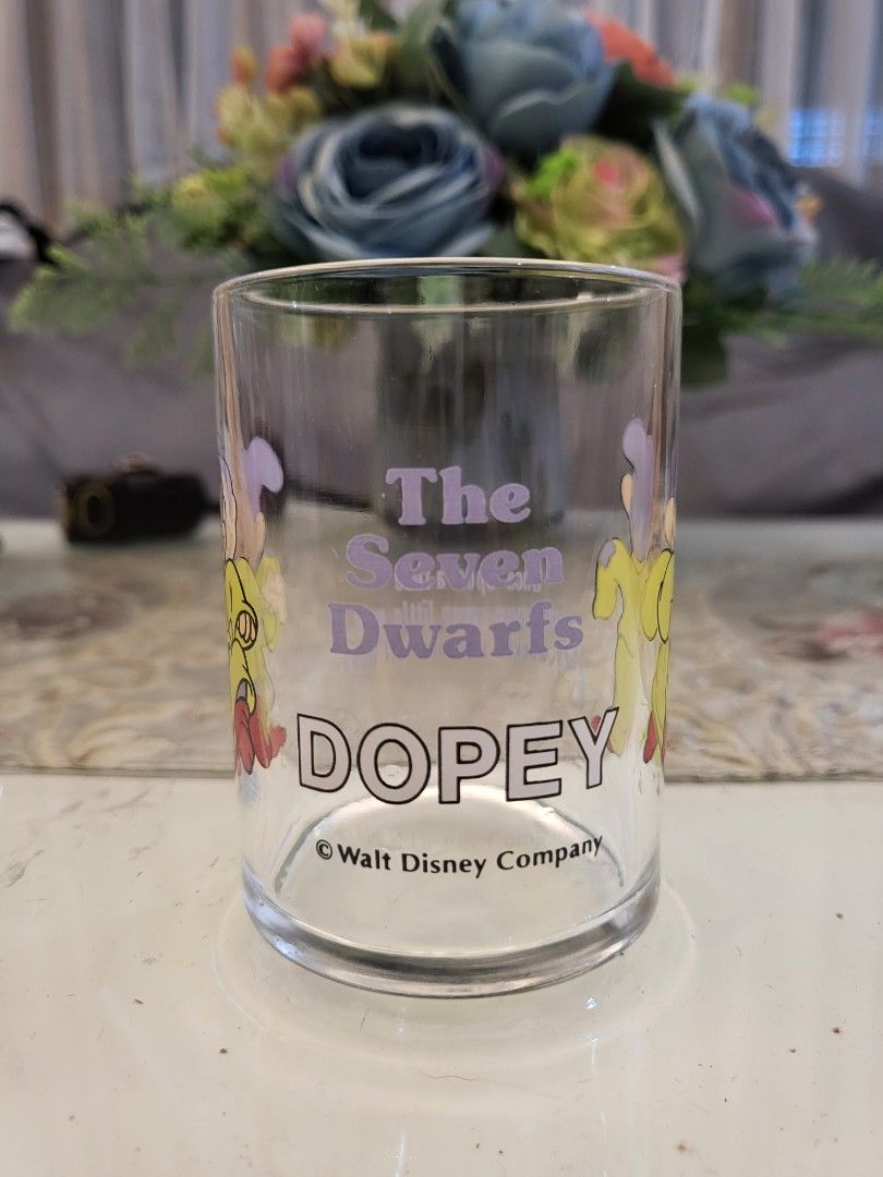 Disney Snow White The Seven Dwarfs Dopey Glass, Furniture & Home Living ...