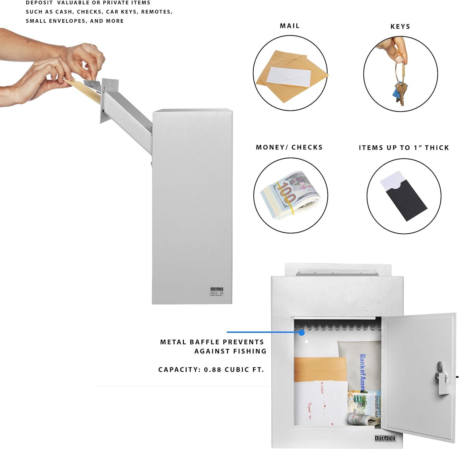 Durabox D700 Through The Wall Drop Box, Tubular Key Locking Secure ...