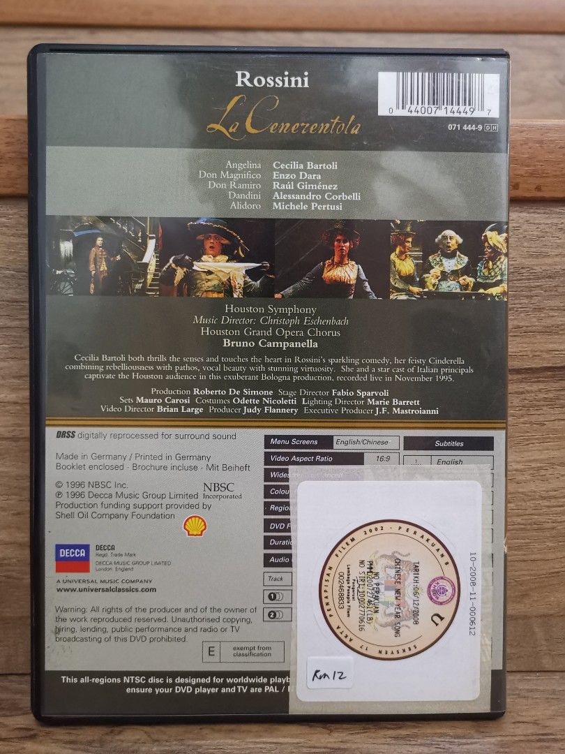 (DVD) CECILIA BARTOLI Rossini La Cenezentola, Hobbies & Toys, Music ...