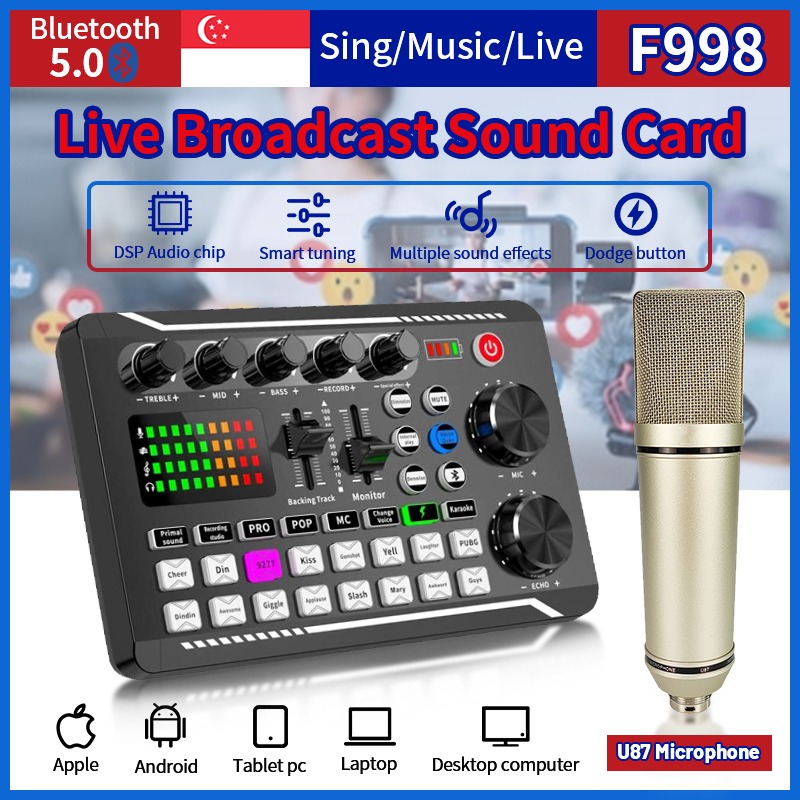 F998 Sound Card Live Sound Card Special Equipment Set With Microphone ...