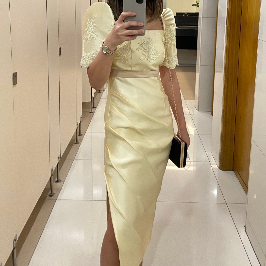 Filipiniana dress in Beige, Women's Fashion, Dresses & Sets, Dresses on ...