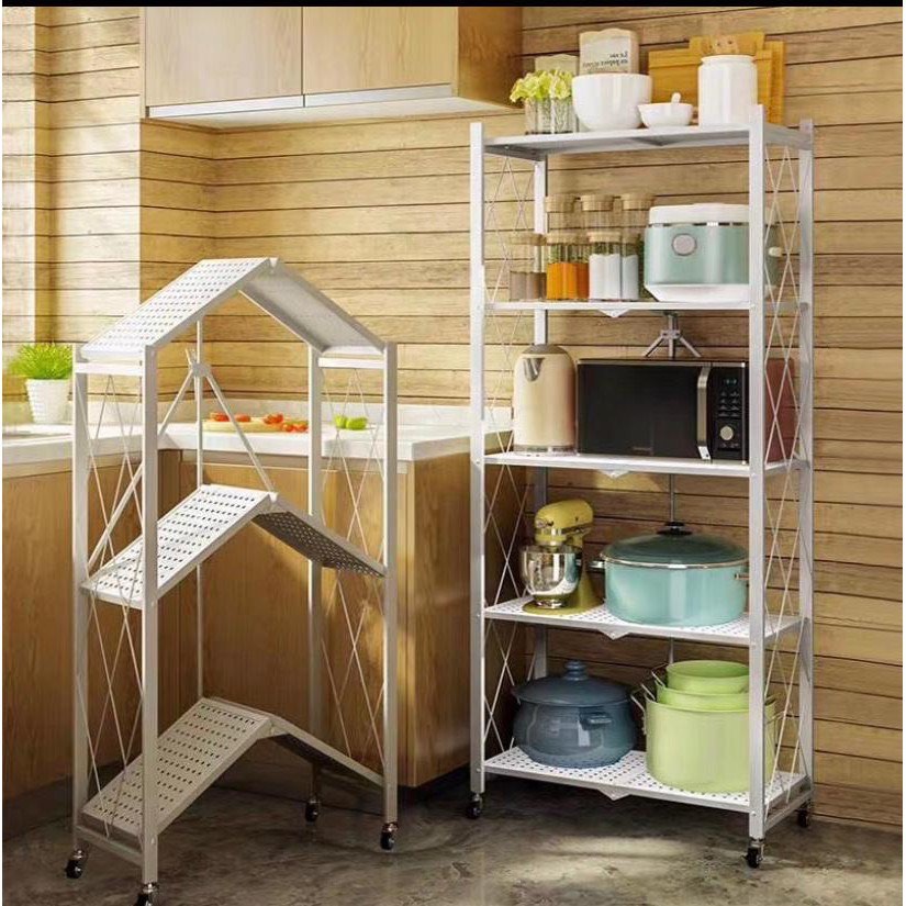 Foldable Metal Storage Rack - White - 5 tiers, Furniture & Home Living ...