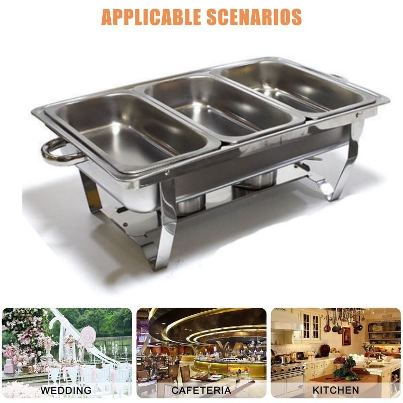 Foldable Stainless Steel Square Buffet Stove Dish Buffet Set Food ...