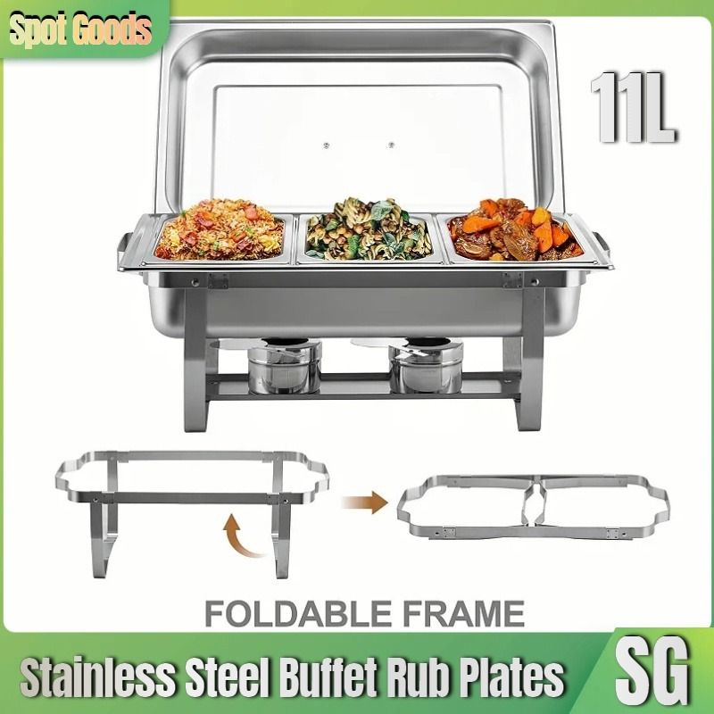 Foldable Stainless Steel Square Buffet Stove Dish Buffet Set Food ...