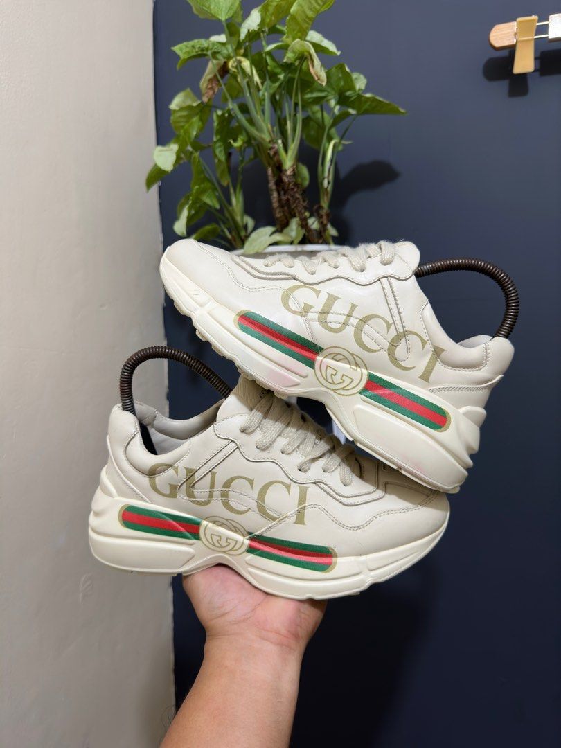 Gucci ivory leather rython vtg logo sneaker, Luxury, Sneakers ...