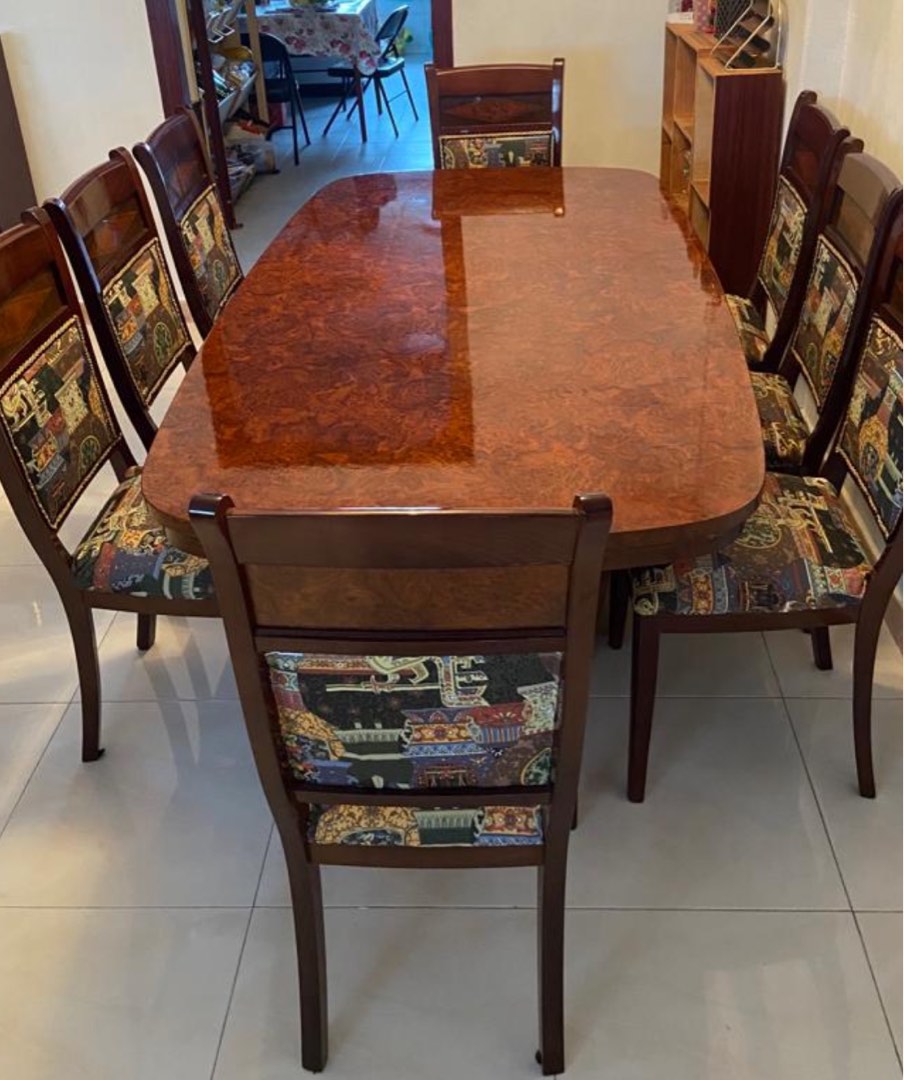 Hard wood classic dinner table with 8 pcs of chsirs for sale, Furniture ...