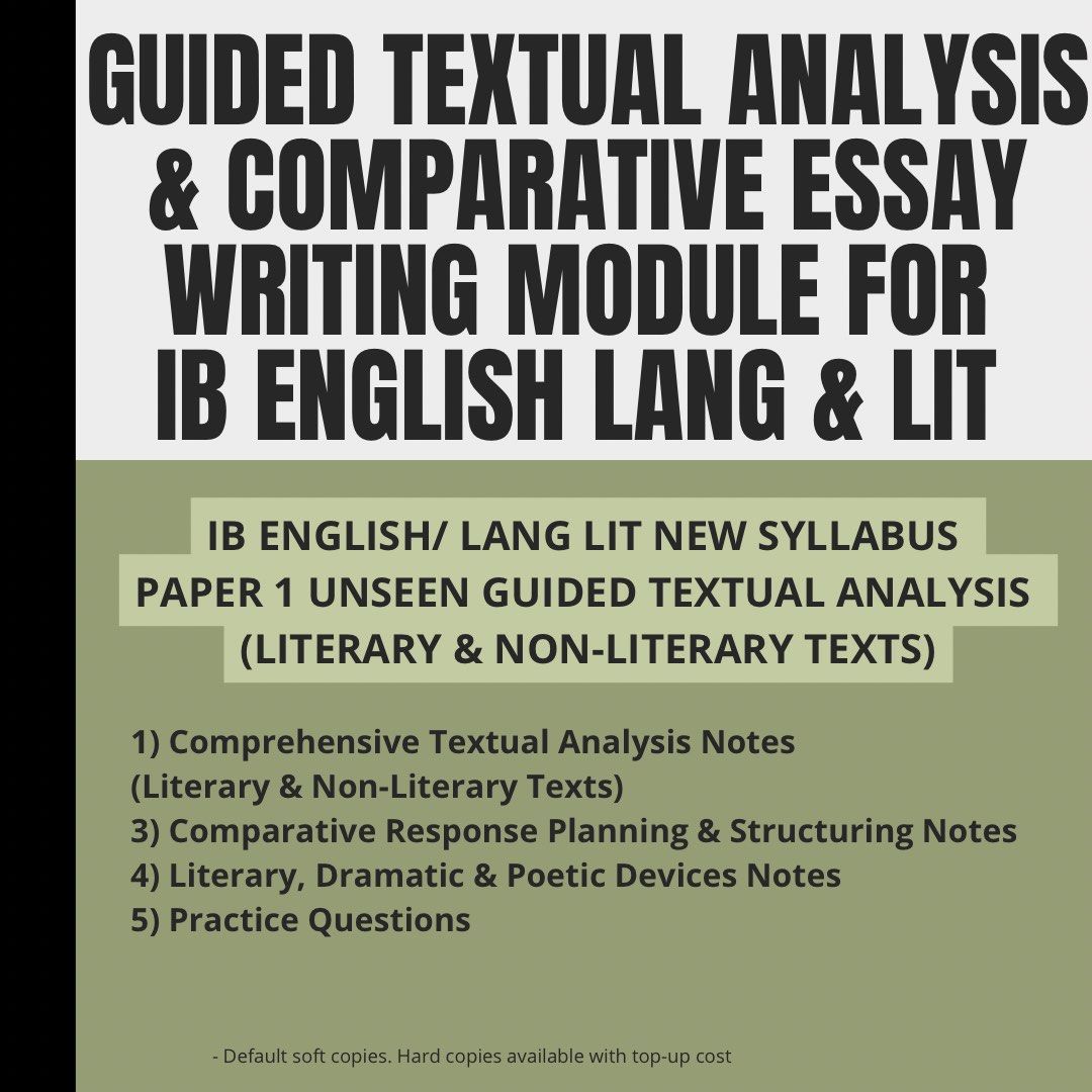 IB ELL PAPER 1/ IP LANGUAGE ARTS GUIDED TEXTUAL ANALYSIS COMPREHENSIVE ...