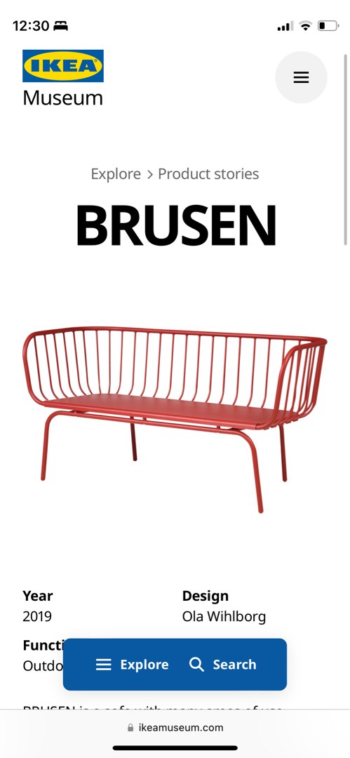 Ikea Brusen Outdoor Metal Red Sofa, Furniture & Home Living, Outdoor ...
