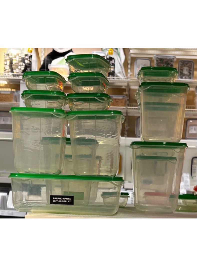 IKEA PRUTA Set isi 17 Pcs Tempat Makan Toples Wadah Kulkas Food Container (Warna Hijau), Kitchen ...