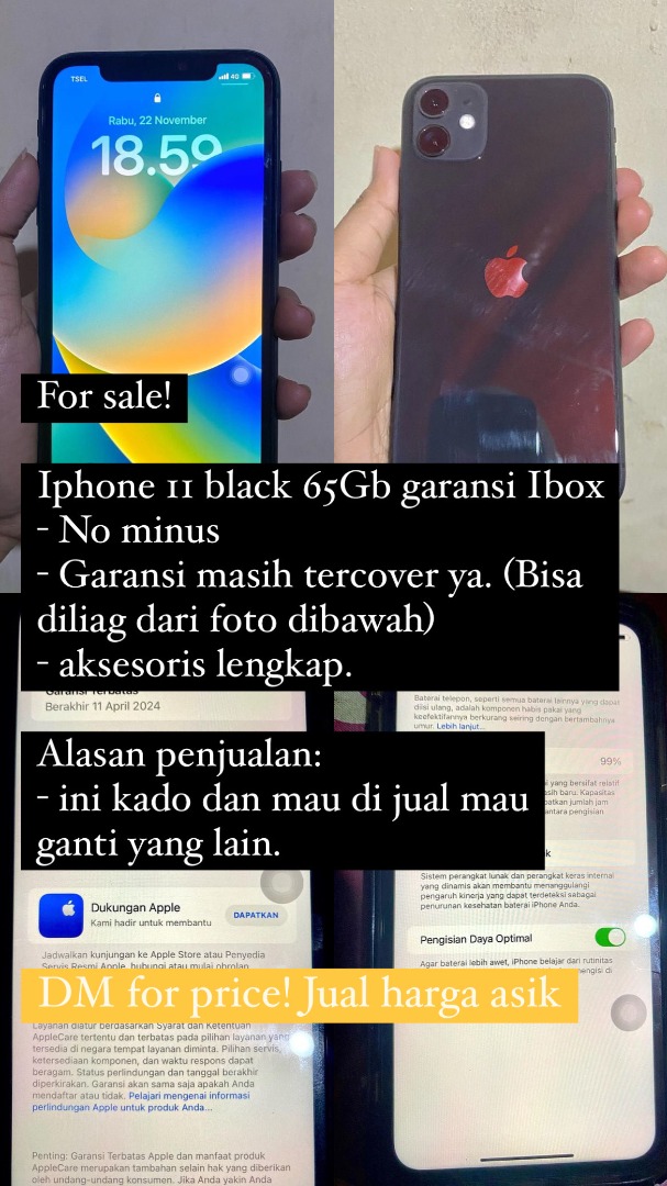 IPHONE 11 BLACK 64 GB (NEGO), Telepon Seluler & Tablet, iPhone, iPhone ...
