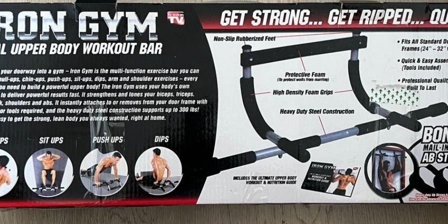 Iron gym full upper body gym bar, Health & Nutrition, Massage Devices ...