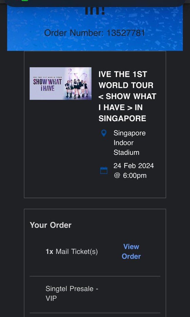 Ive Singapore VIP Row 3, Tickets & Vouchers, Event Tickets on Carousell