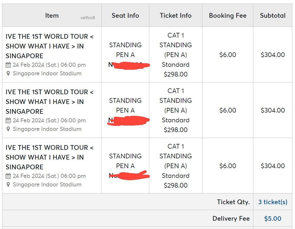 IVE THE 1st WORLD TOUR IN SINGAPORE CAT 1 SANDING PEN A, Tickets ...