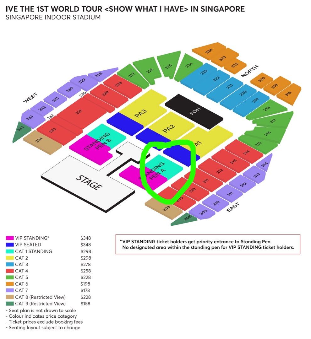 IVE THE 1st WORLD TOUR IN SINGAPORE CAT 1 SANDING PEN A, Tickets ...