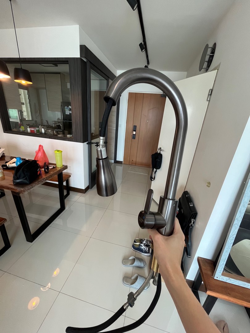 Kitchen Tap Faucet Gun Metal Black Matte Retractable Multi Spray ...
