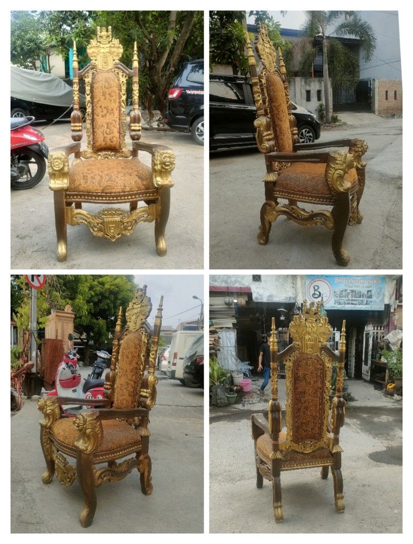 Kursi Raja Ukuran Jumbo, Antik, Furnitur di Carousell