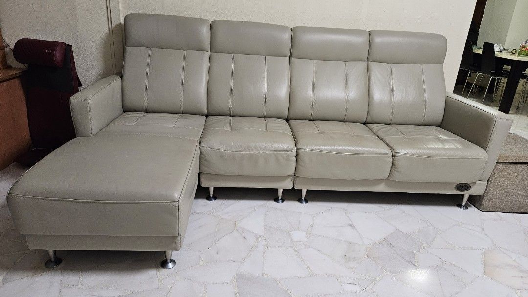 L Shape Leather Sofa with Lumbar Neck and Back support, Furniture ...