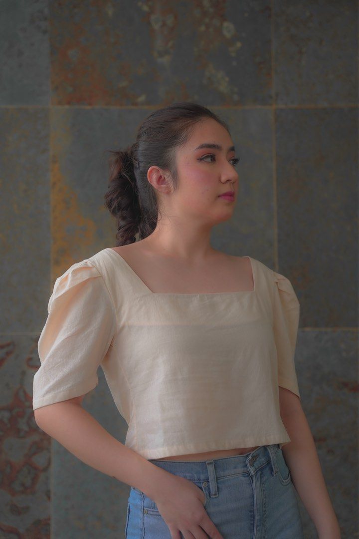 Linen Top Puff Sleeve Cropped Top Modern Filipiniana Barot Saya ...