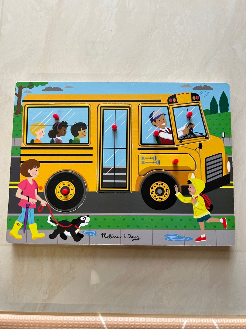 Melissa & Doug wooden puzzle wheel on the bus, Hobbies & Toys, Toys ...