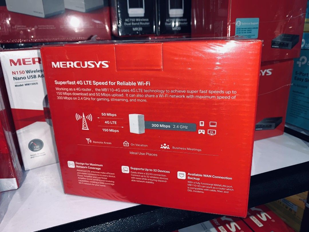 Mercusys MB110-4G 300 Mbps Wireless N 4G LTE Router, Computers & Tech, Parts & Accessories ...