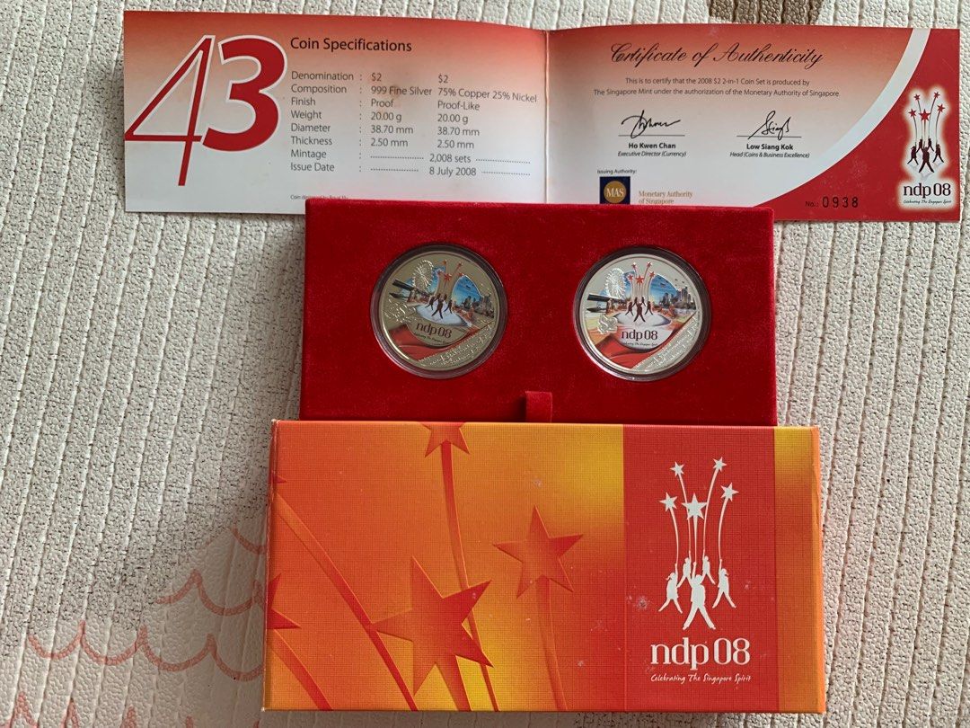 NDP 2008 Singapore 43 years of independence commemorative 2-in-1 $2 ...