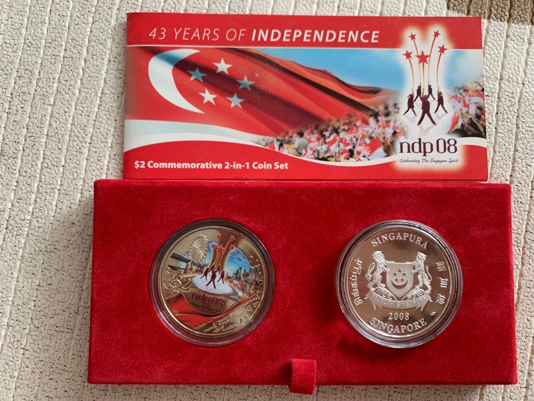 NDP 2008 Singapore 43 years of independence commemorative 2-in-1 $2 ...