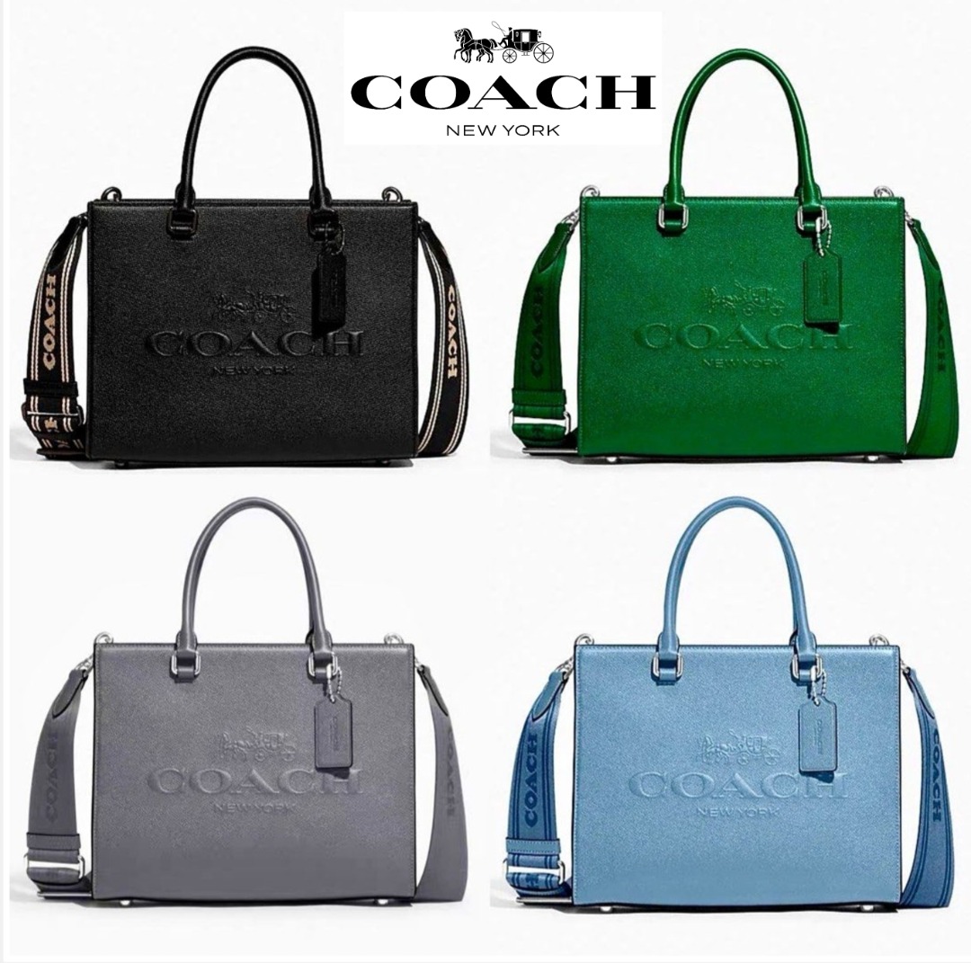 New Coach Original TOTE WITH SIGNATURE CANVAS INTERIOR Crossbody Top ...