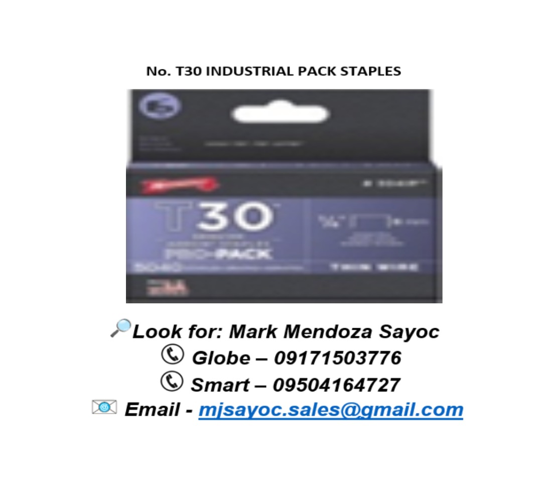 No. T30 INDUSTRIAL PACK STAPLES for use in T30, HT30 & T32 ( 5,000/pack ...