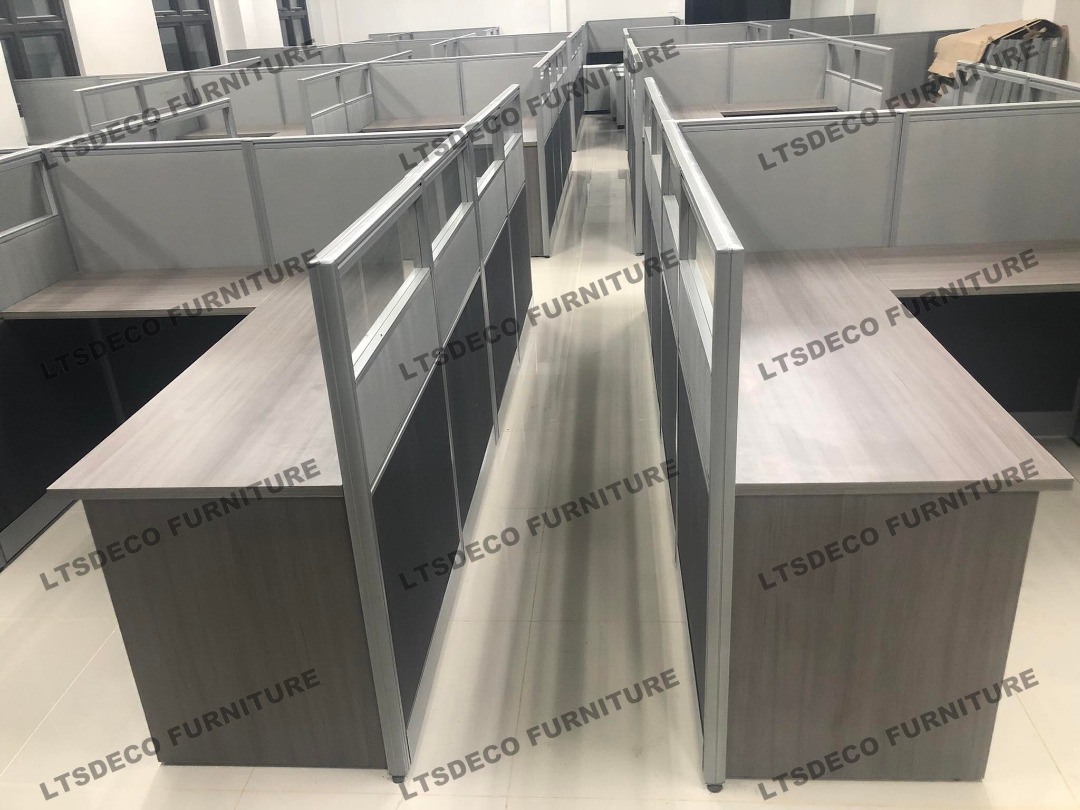 OFFICE PARTITION WORKSTATION FABRIC WITH GLASS, Furniture & Home Living ...