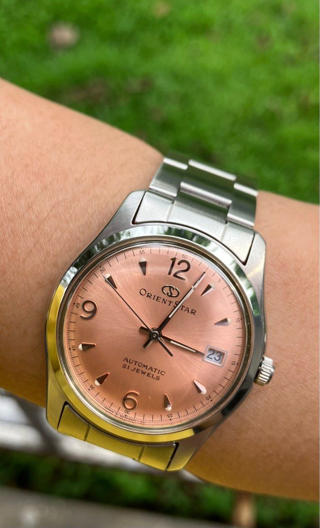 (Rare) Orient Star Salmon Dial, Barang Mewah, Jam Tangan di Carousell