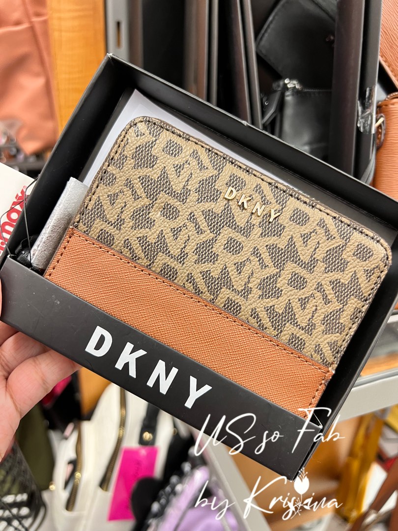 Original DKNY small wallet mono dark brown, Luxury, Bags & Wallets on ...