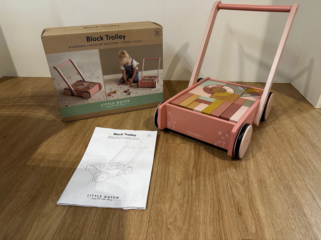 Original Little Dutch - Wooden Walker / Trolley with blocks, Babies ...