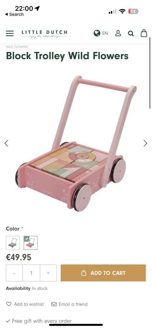 Original Little Dutch - Wooden Walker / Trolley with blocks, Babies ...