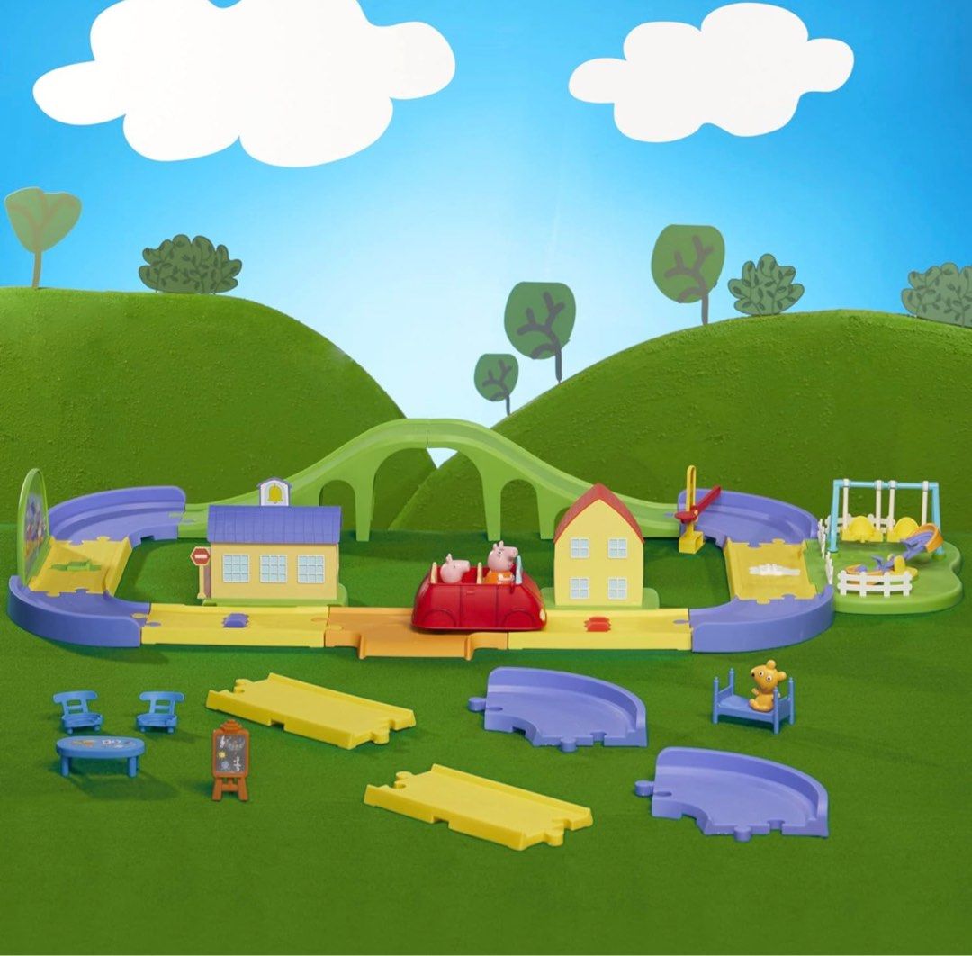 Peppa Pig All Around Peppa’s Town Playset with Car Track, Hobbies ...