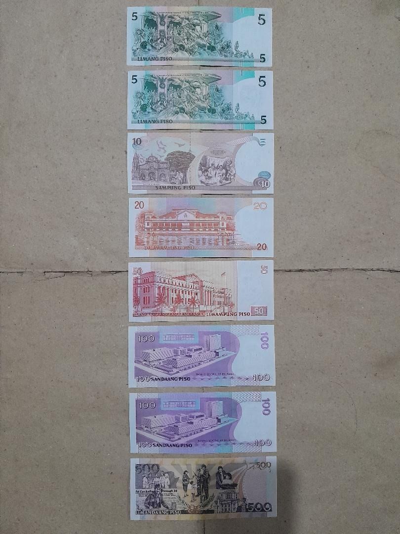 PHILIPPINE PESO OLD SERIES Lot of 8 pieces Paper Bills with Two SPECIAL ...