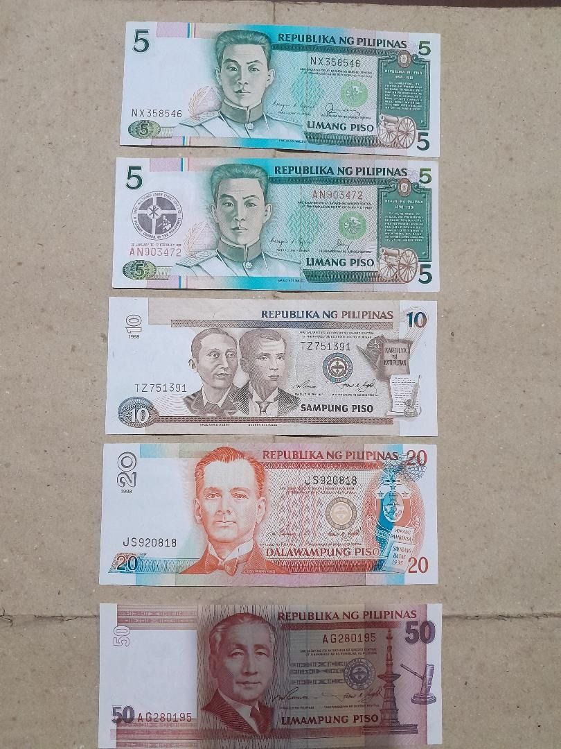PHILIPPINE PESO OLD SERIES Lot of 8 pieces Paper Bills with Two SPECIAL ...