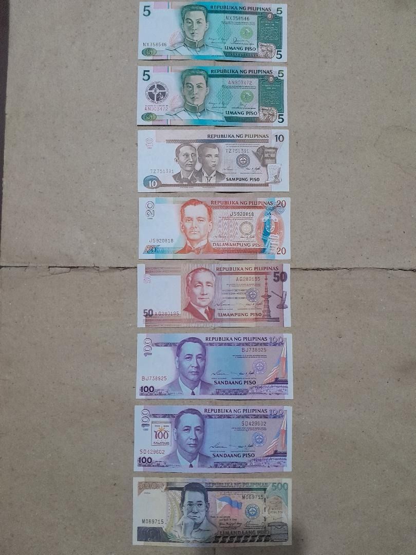 PHILIPPINE PESO OLD SERIES Lot of 8 pieces Paper Bills with Two SPECIAL ...