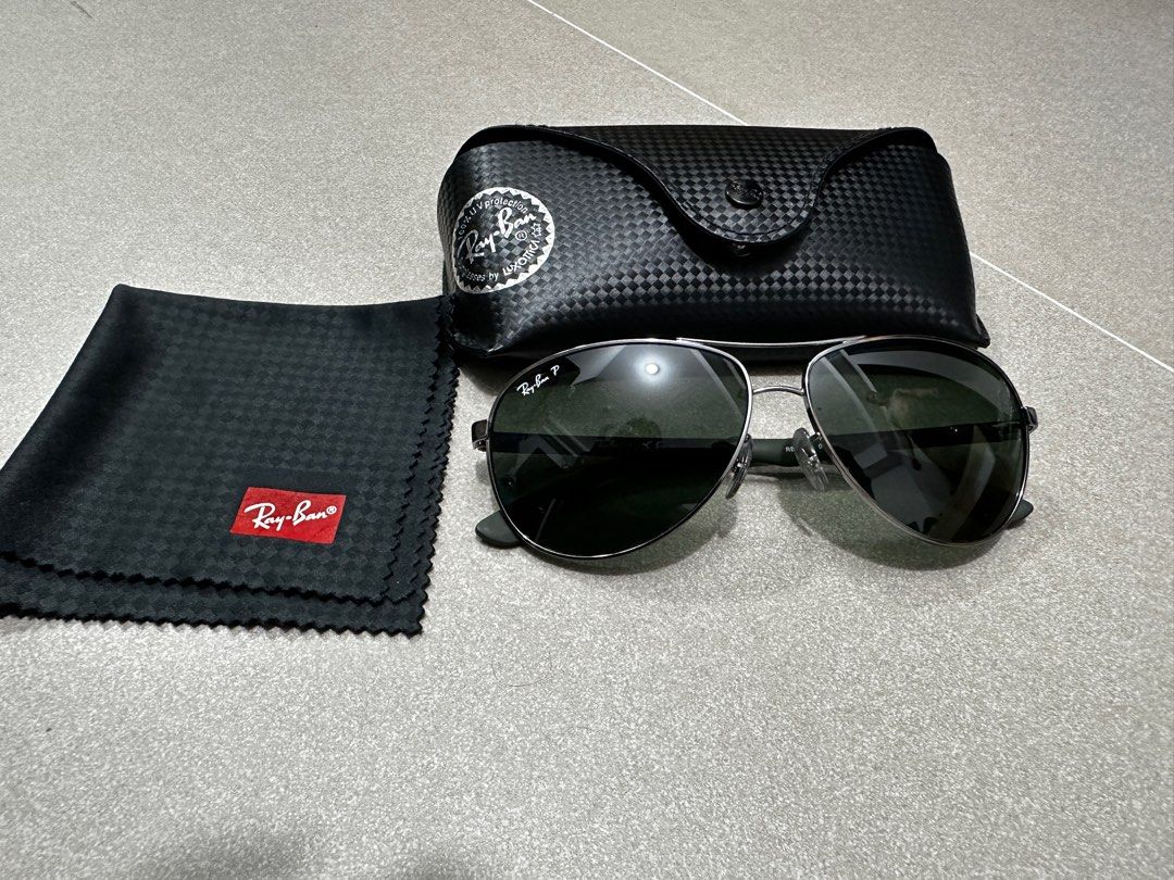 Ray-Ban Men's Rb8313 Carbon Fiber Aviator Sunglasses, Men's Fashion, Watches & Accessories ...