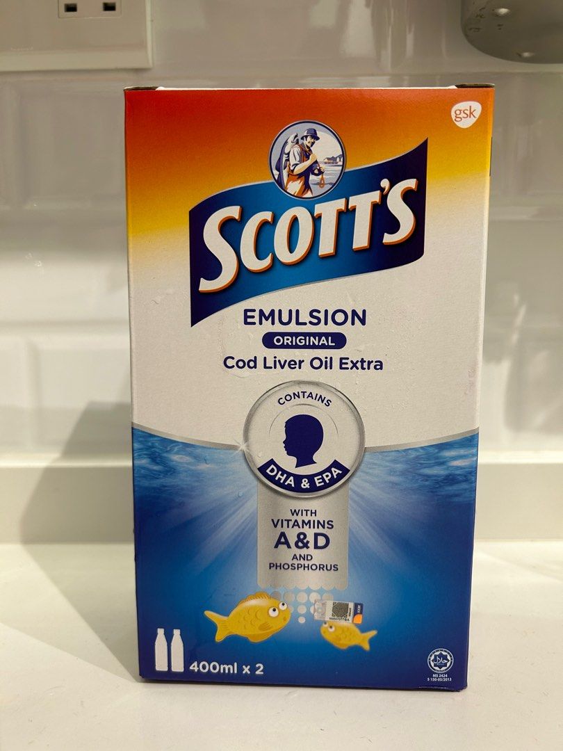 Scott’s Emulsion Cod Liver Oil Extra DHA & EPA 400mlx2, Health ...