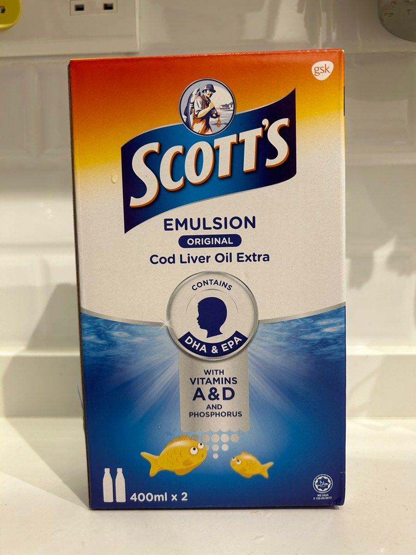 Scott’s Emulsion Cod Liver Oil Extra DHA & EPA 400mlx2, Health ...