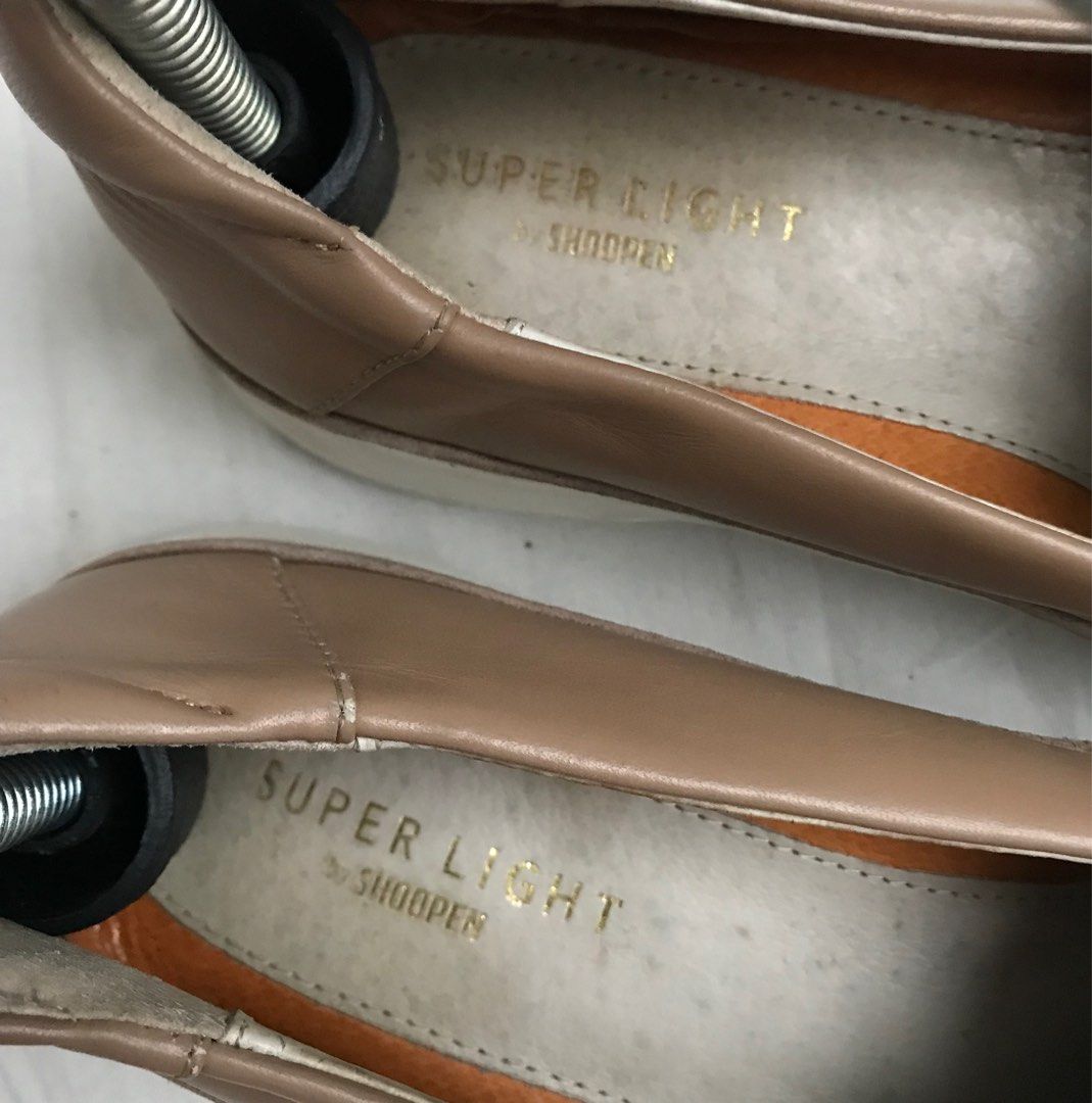 SHOOPEN brown genuine leather slip on, Fesyen Wanita, Sepatu di Carousell