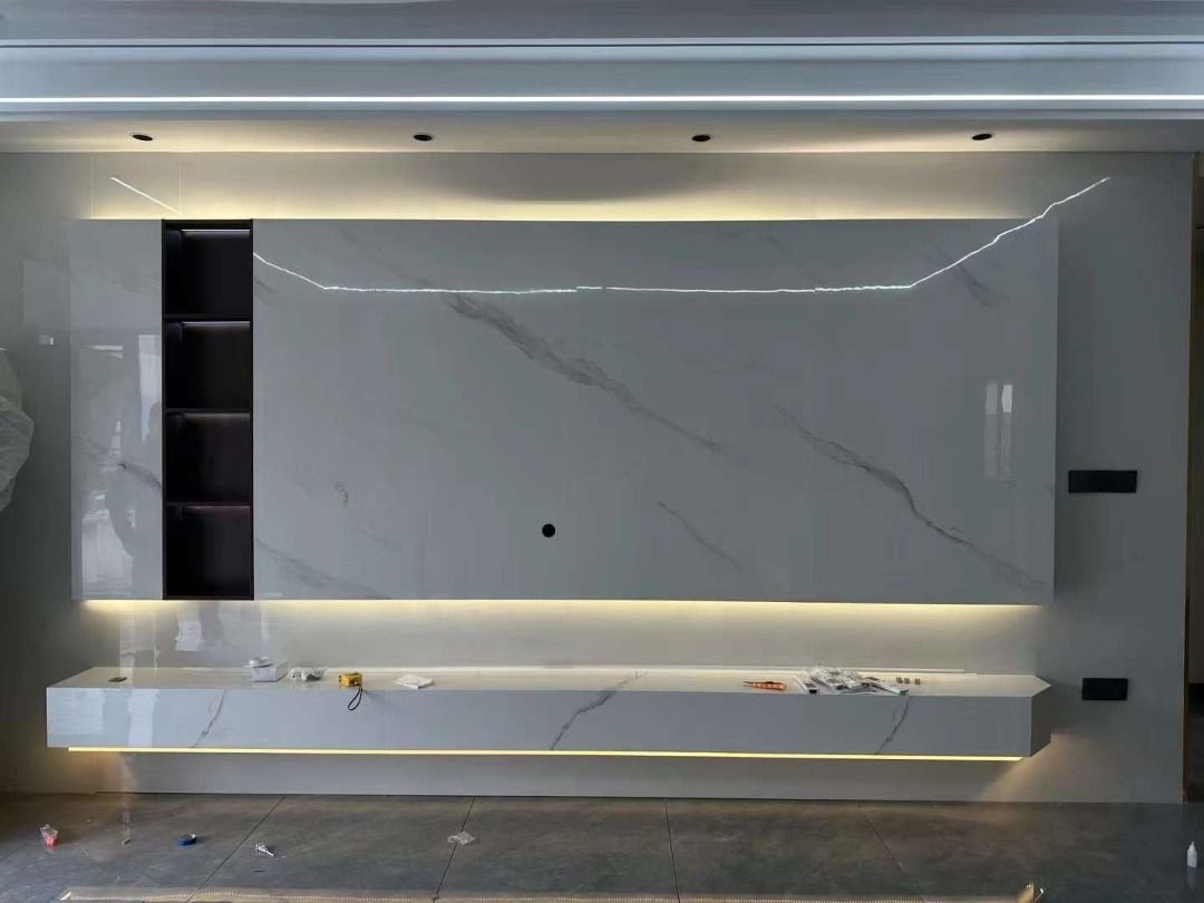 sintered stone tv feature wall, Furniture & Home Living, Home Decor ...