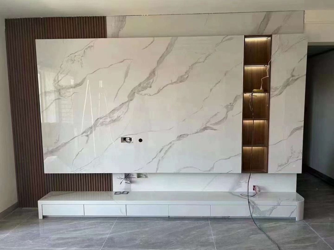 sintered stone tv feature wall, Furniture & Home Living, Home Decor ...