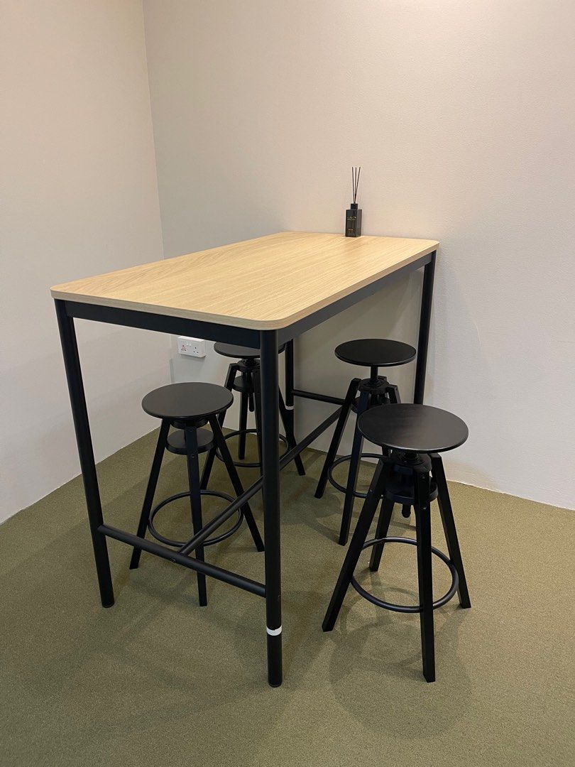 Standing Table w Bar Stools, Furniture & Home Living, Furniture, Tables ...