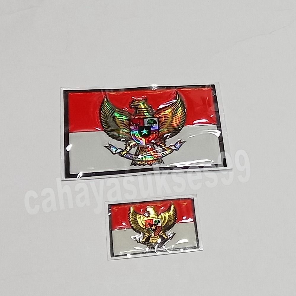 Sticker MOBIL Timbul Bendera Merah Putih Garuda Segi 4 Stiker Emblem ...