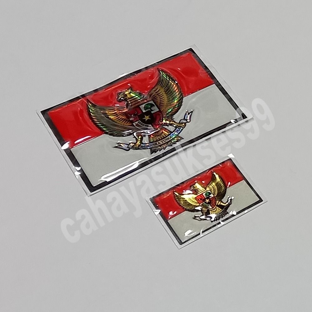 Sticker MOBIL Timbul Bendera Merah Putih Garuda Segi 4 Stiker Emblem ...