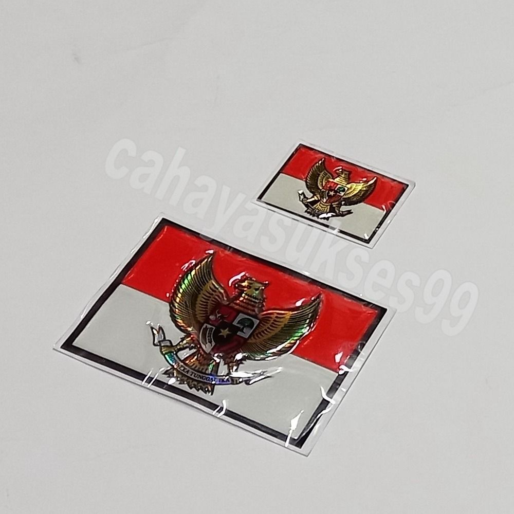 Sticker MOBIL Timbul Bendera Merah Putih Garuda Segi 4 Stiker Emblem ...