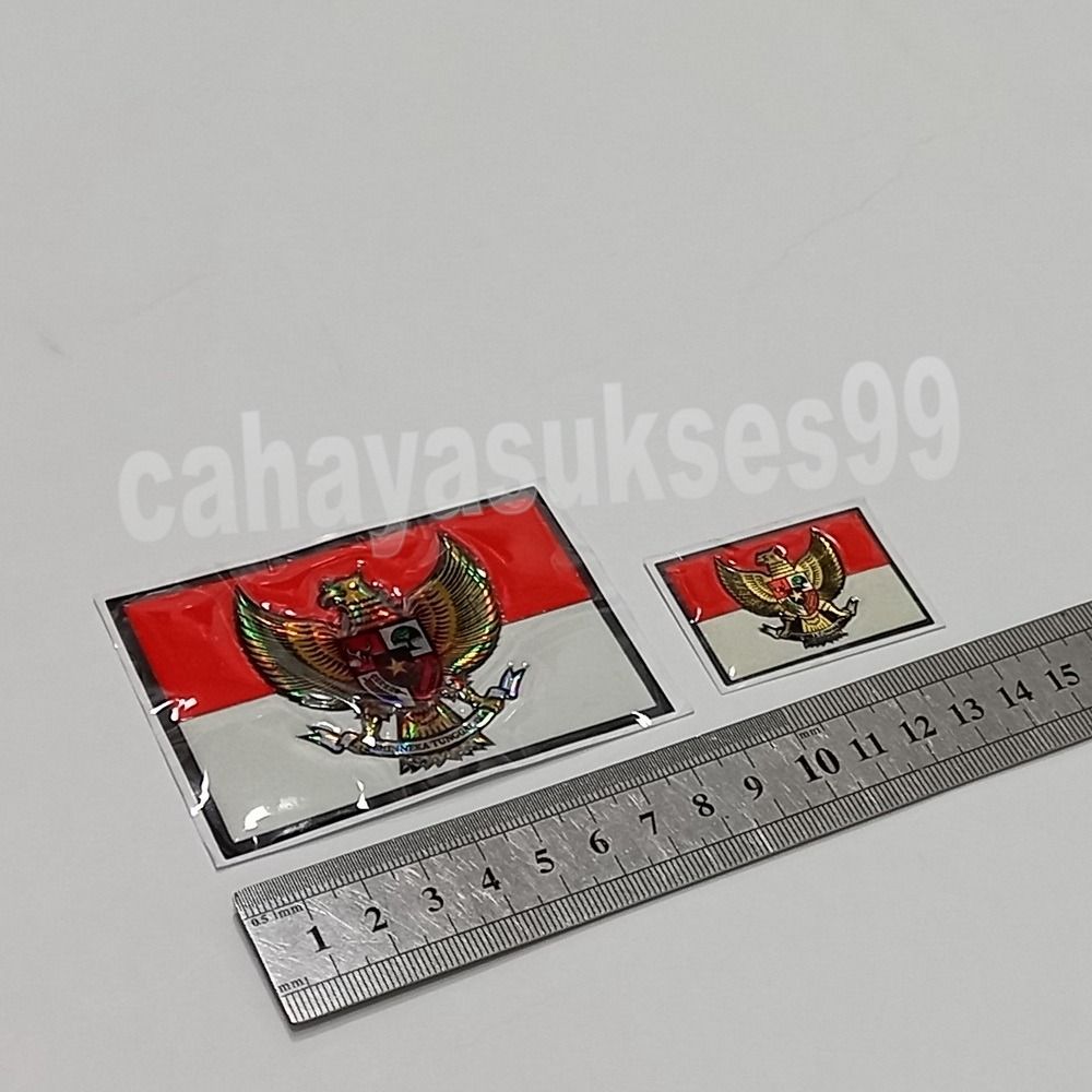 Sticker MOBIL Timbul Bendera Merah Putih Garuda Segi 4 Stiker Emblem ...
