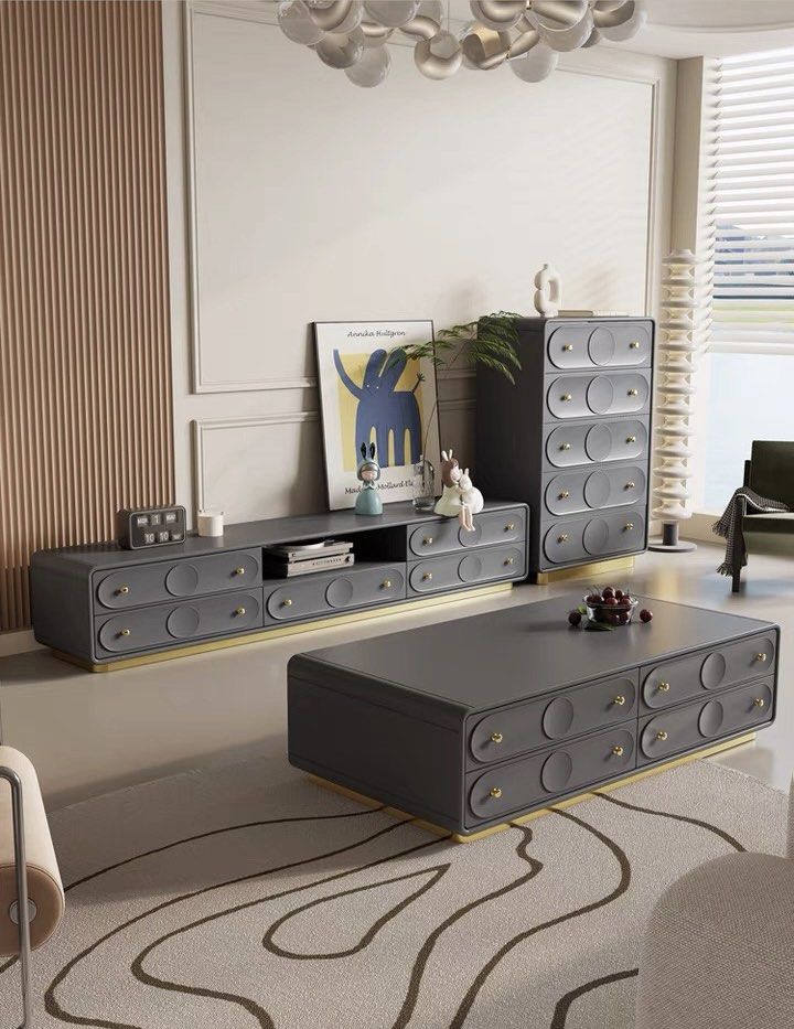 TV Console Drawers Coffee Table TV Sideboard TV Cabinet Open Shelf ...